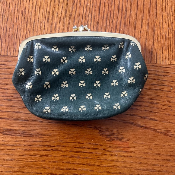 Bags | Lucky Green Pouch With Gold Shamrock 2 Sided Kiss Lock Leather ...